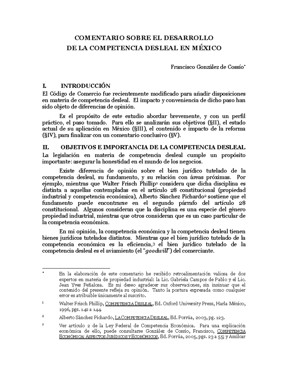 Competencia Desleal EN Mexico - COMENTARIO SOBRE EL DESARROLLO DE LA ...
