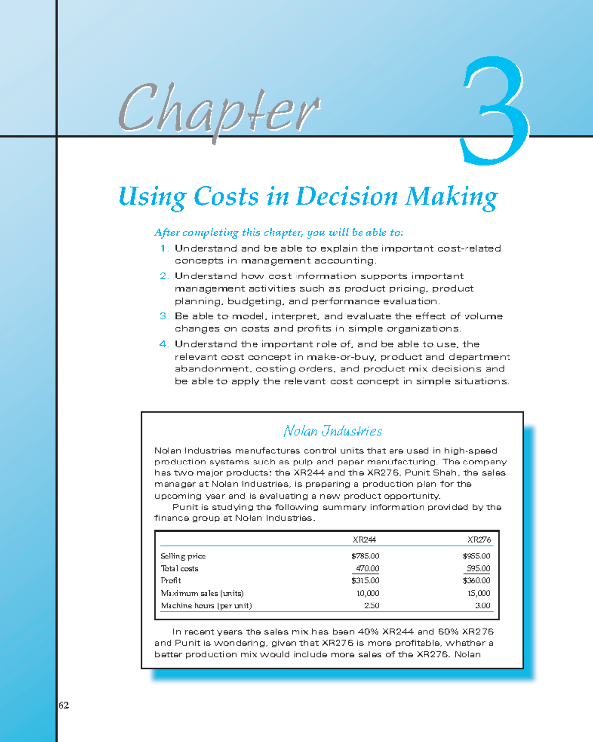 Chapter 3 - chap3-managmt - Chapter 33 Chapter Using Costs in Decision ...