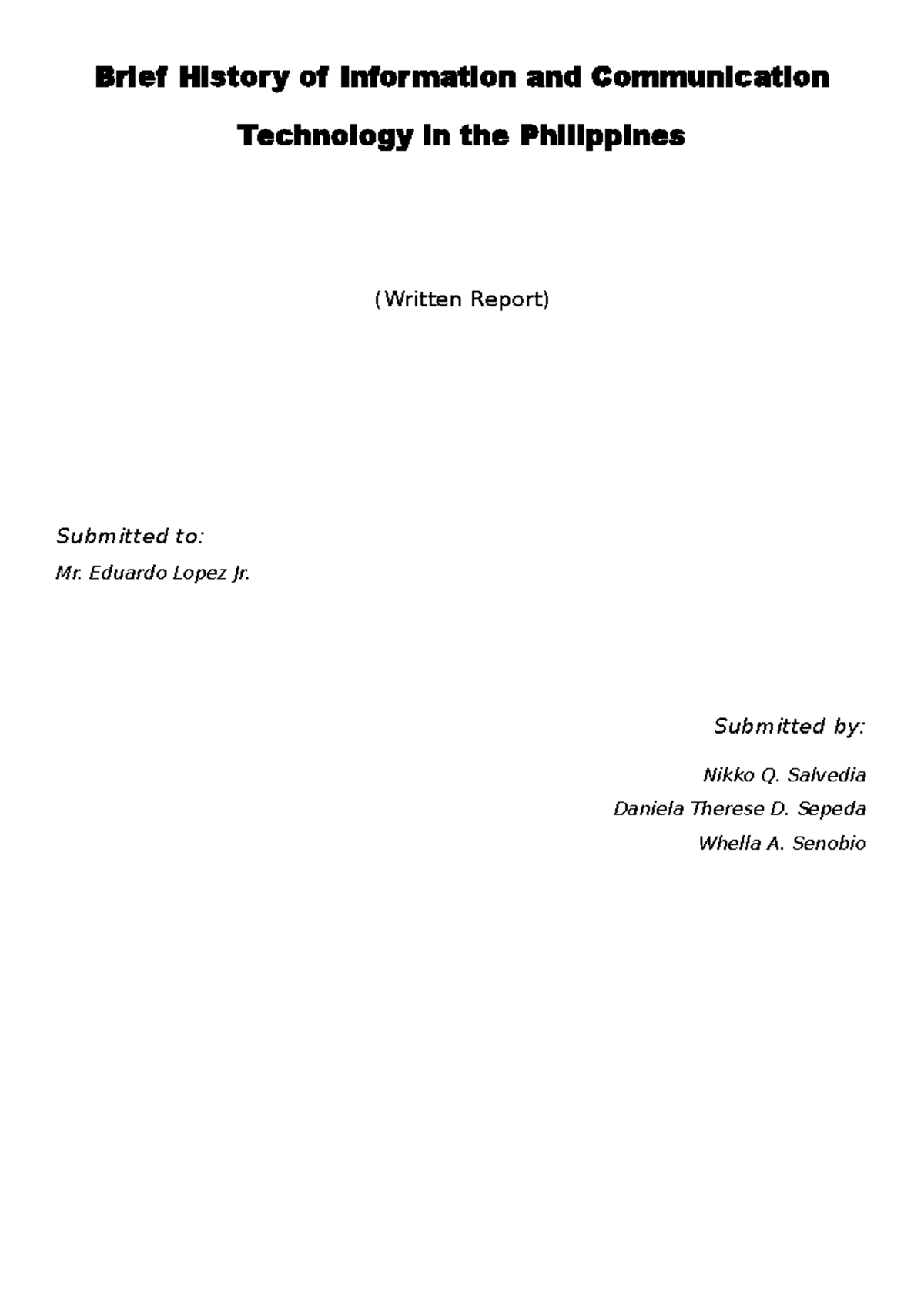 Brief History of Information and Communication Technology in the Philippines - Brief History of ...