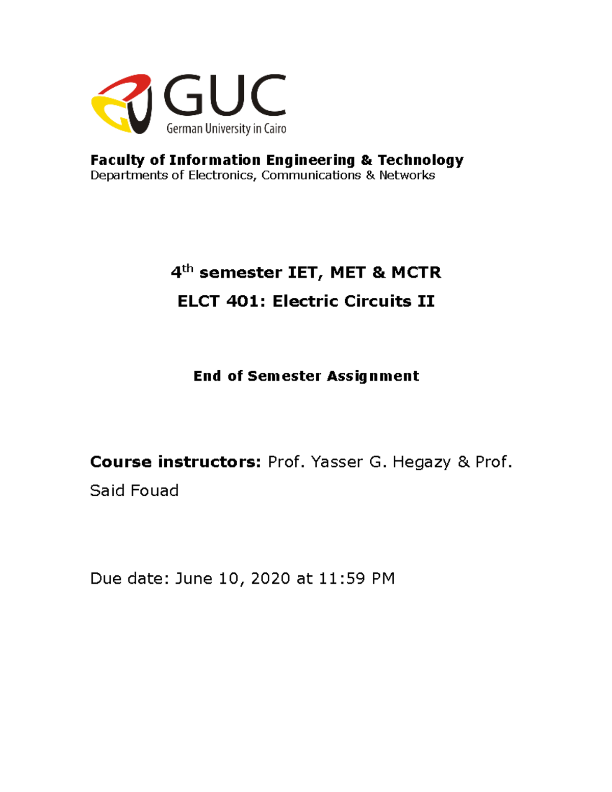 Assignment Circuits II - Faculty of Information Engineering ...