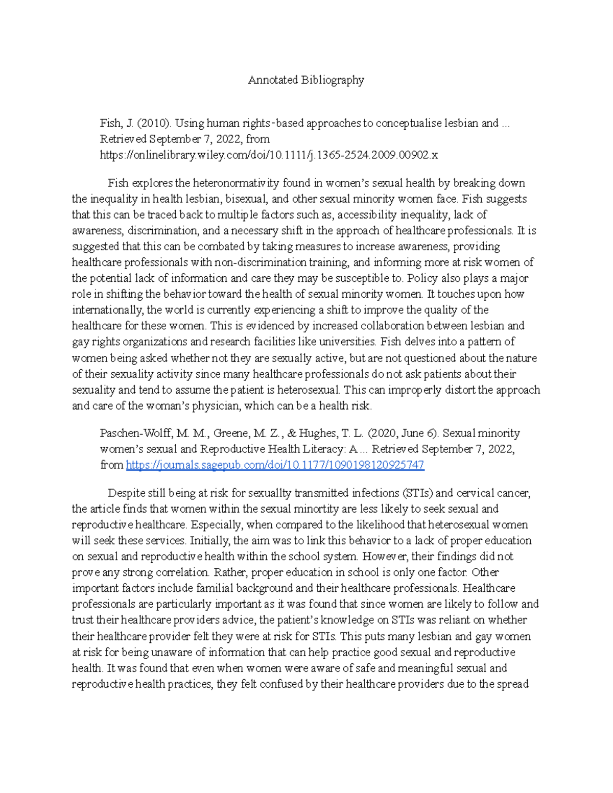 ENC 1102 Baby Bib APA - Annotated Bibliography Fish, J. (2010). Using ...