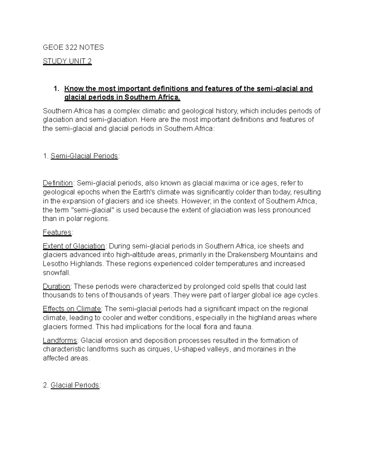 GEOE 322 Notes - GEOE 322 NOTES STUDY UNIT 2 Know the most important ...