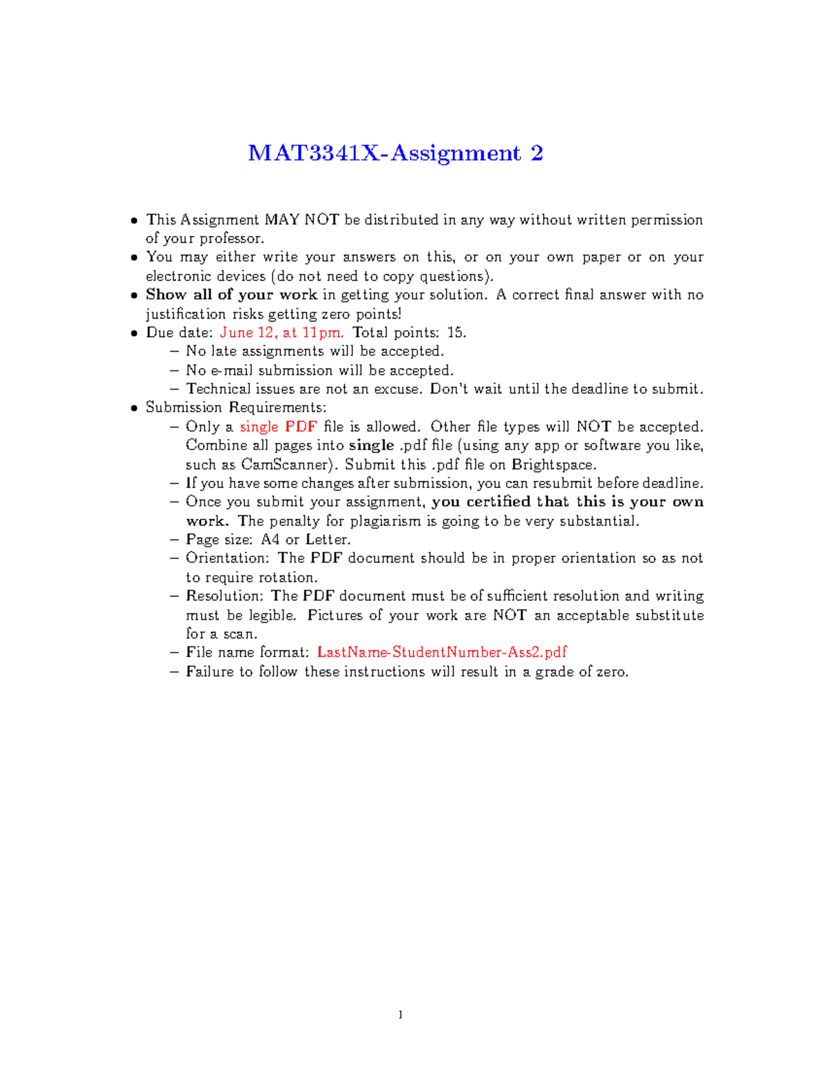 Ass2 - assignment - MAT 3341 - uOttawa - Studocu