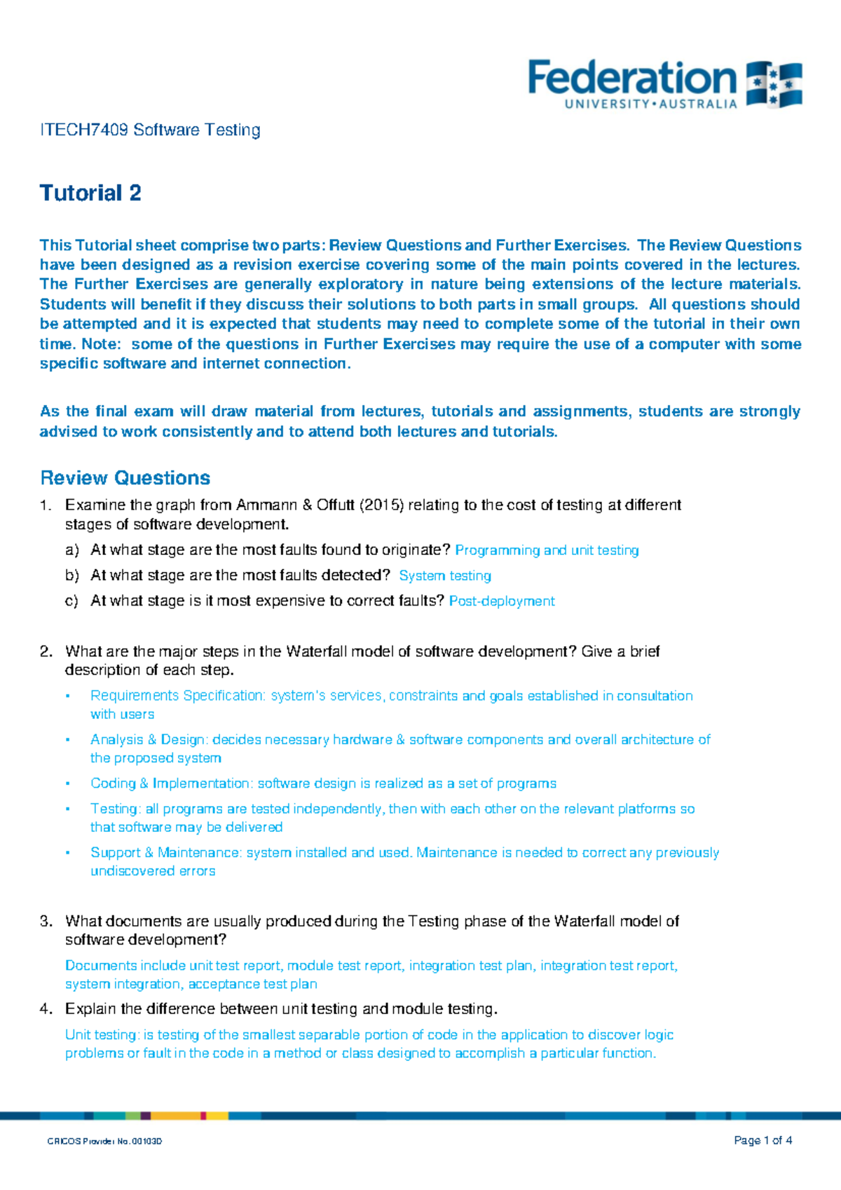 ITECH7409 Tutorials 02 Answers - ITECH7409 - Fed Uni - Studocu