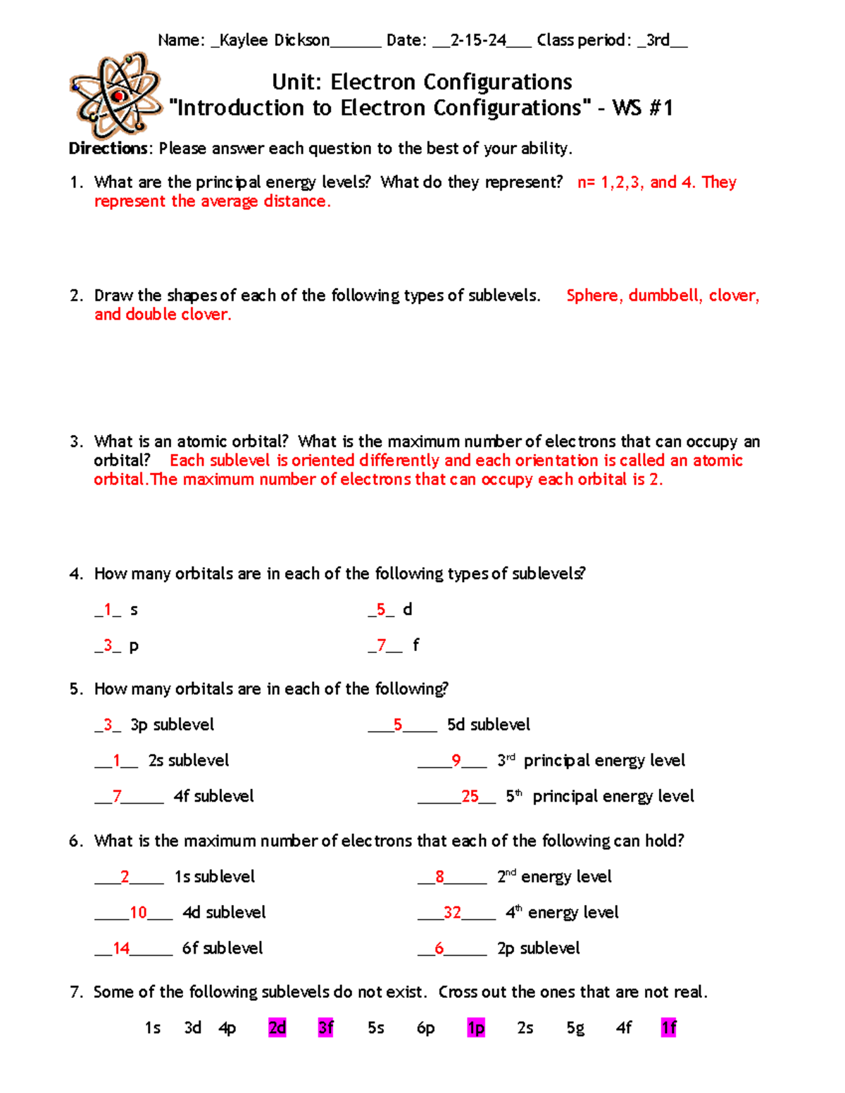 Copy of WS1-Intro To EConfigs - Name: Kaylee Dickson_____ Date: 2-15-24 ...