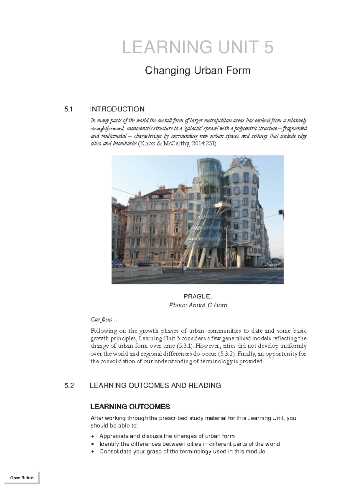 Learning UNIT 5 - Summary - LEARNING UNIT 5 Changing Urban Form 5. 1 ...