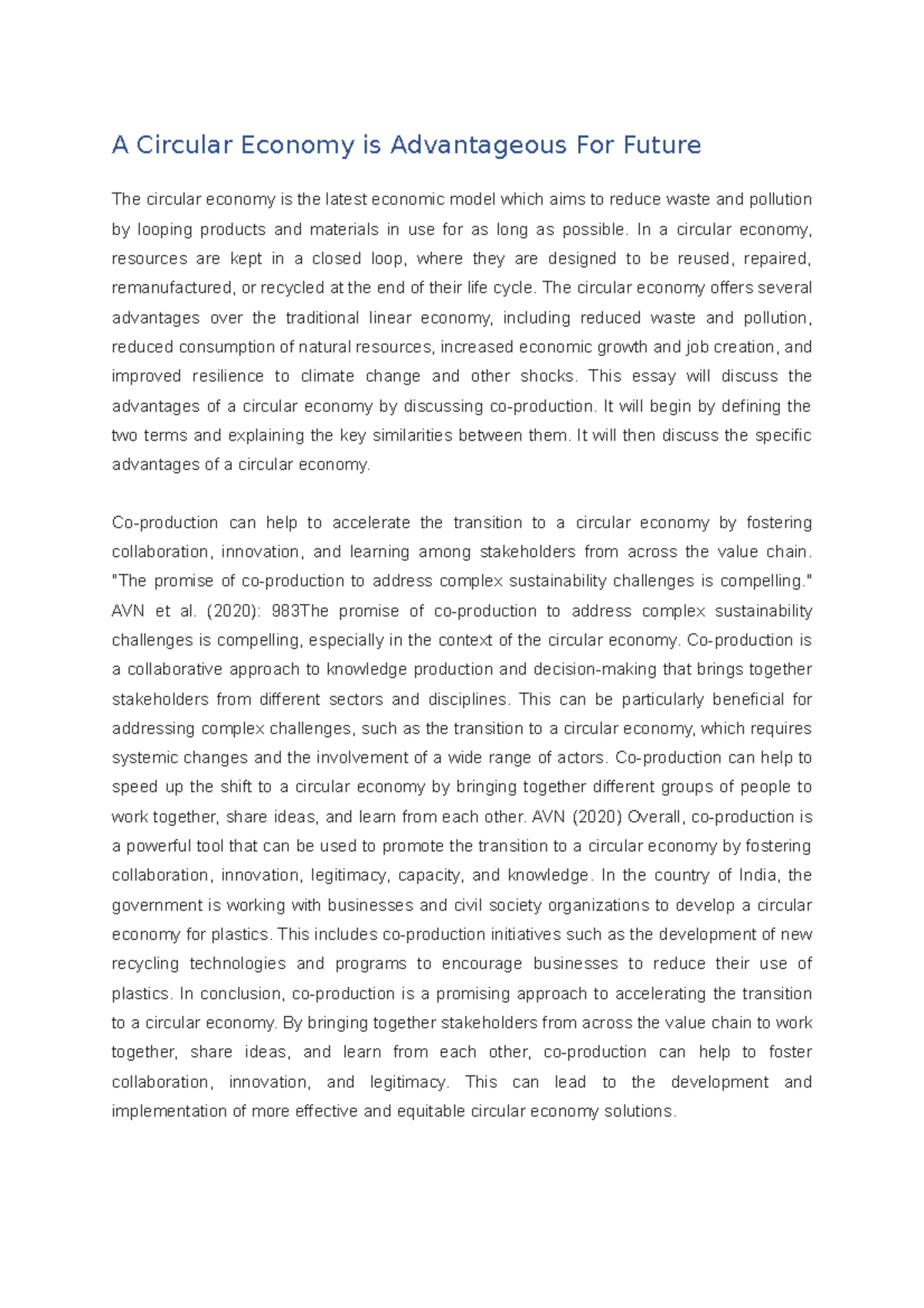 Essay draft eale - A Circular Economy is Advantageous For Future The ...