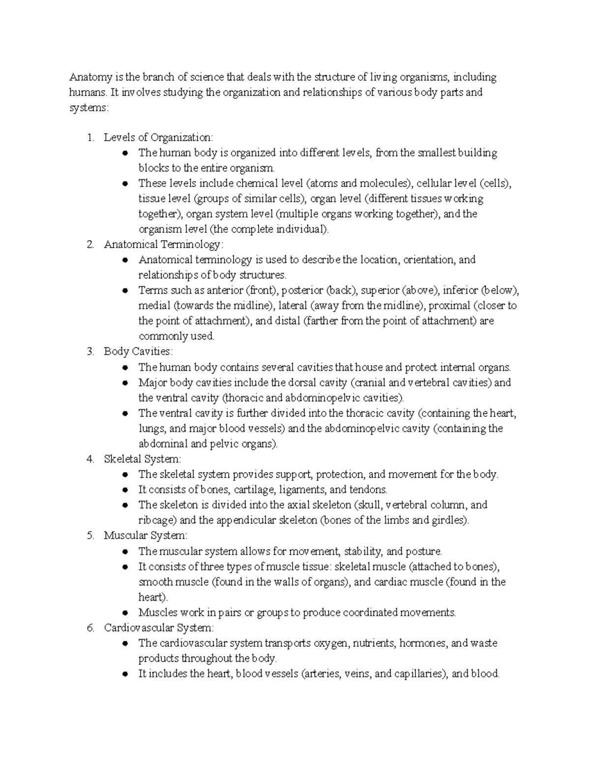 Anatomy Review 1 - Anatomy is the branch of science that deals with the ...