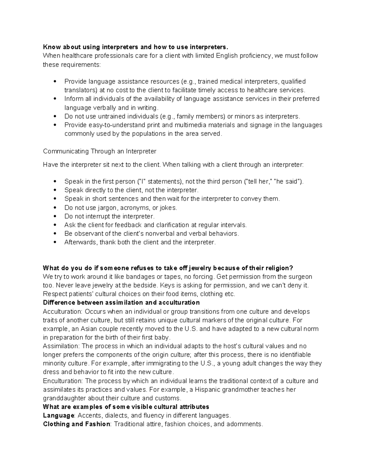 Nr222 exam 2 - Exam II study guide - Know about using interpreters and ...