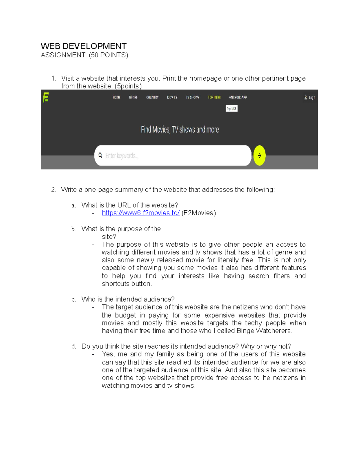 Assignment - hahahaashdjkhaskjfhidhfkjdsnhkv nsdlnvsd - WEB DEVELOPMENT ASSIGNMENT: (50 POINTS ...