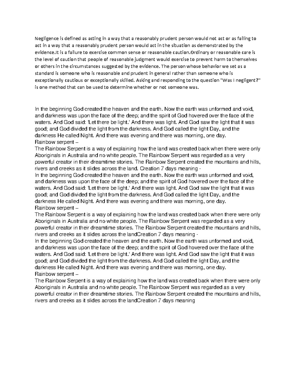 Random essayyyy - just an essay hihi - Negligence is defined as acting ...