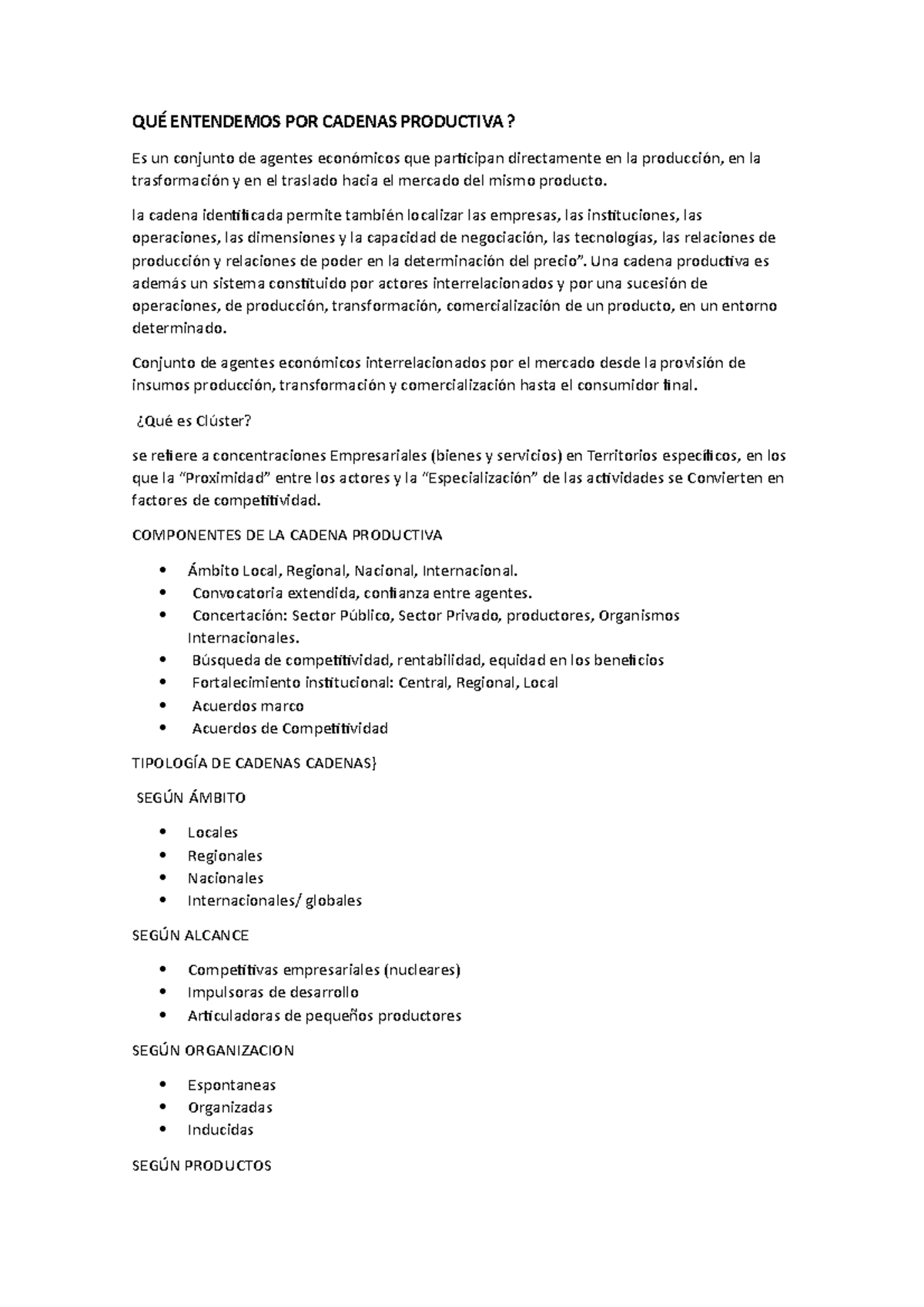 Cadenas Productiva - trabajo - QUÉ ENTENDEMOS POR CADENAS PRODUCTIVA ...