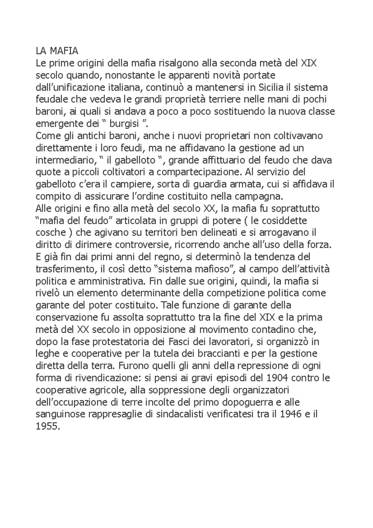 LA Mafia E LA SUA STORIA , COME NASCE E COME SI SVILUPPA - LA MAFIA Le ...