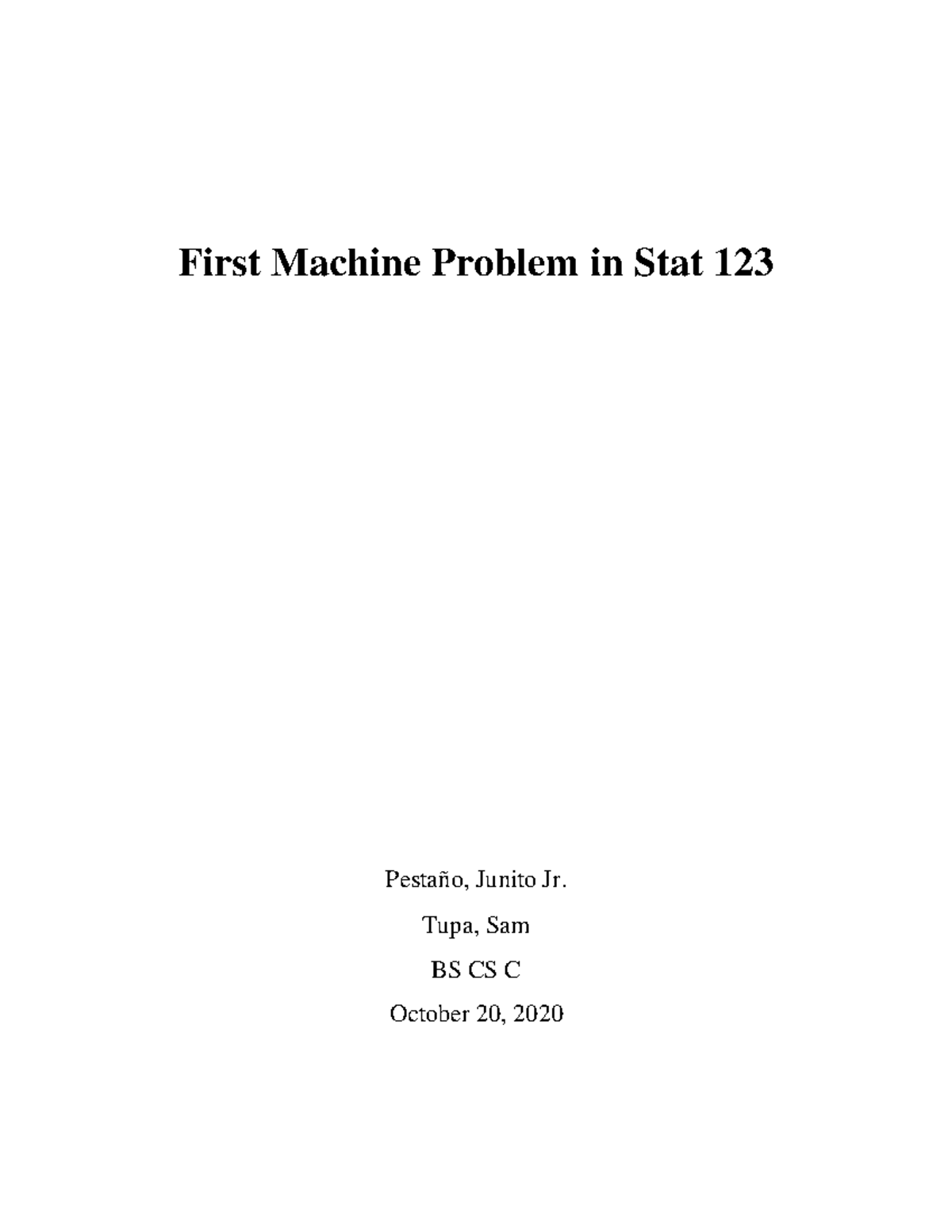 First Machine Problem in Computer Science - First Machine Problem in ...