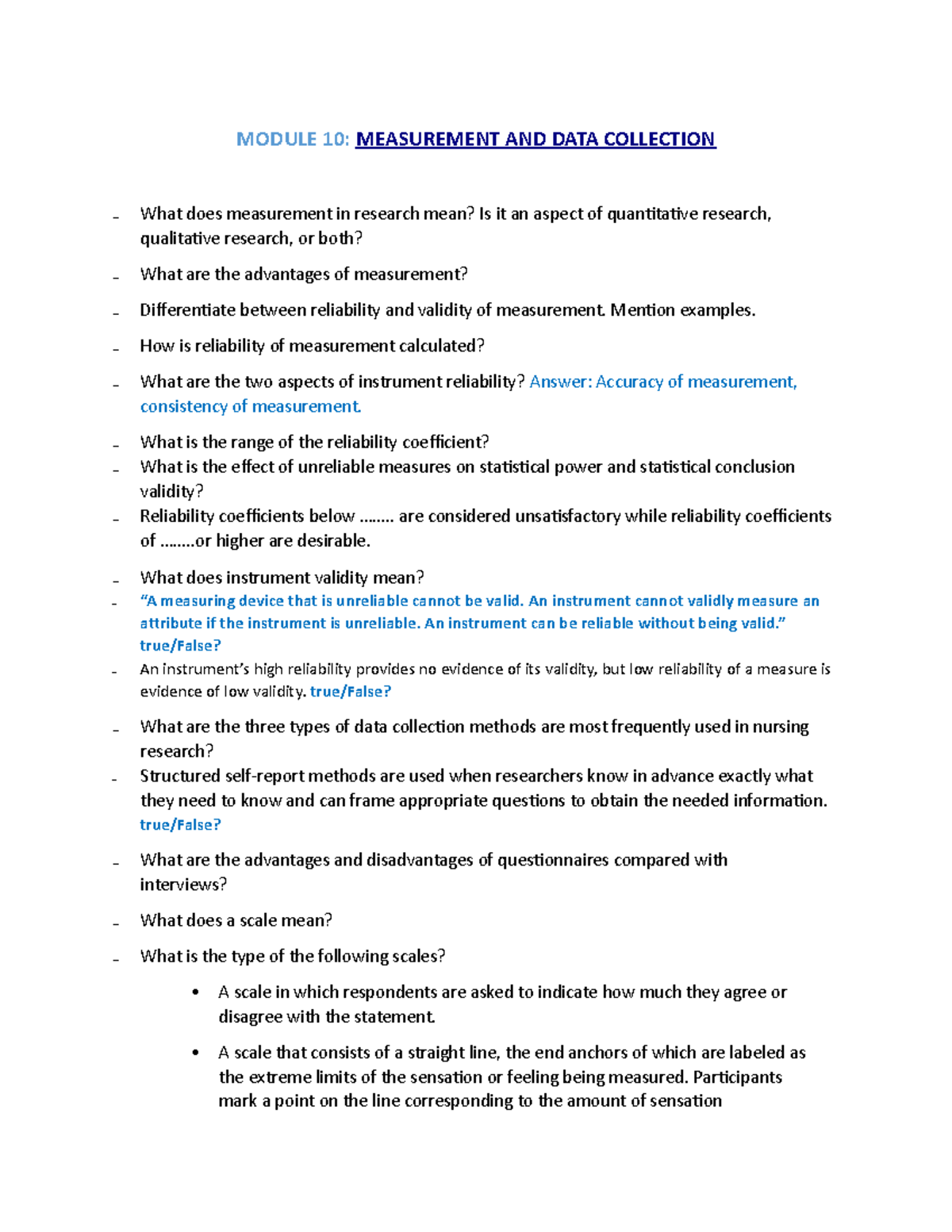 Module 10 Measurement and Data Collection Worksheet - MODULE 10 ...