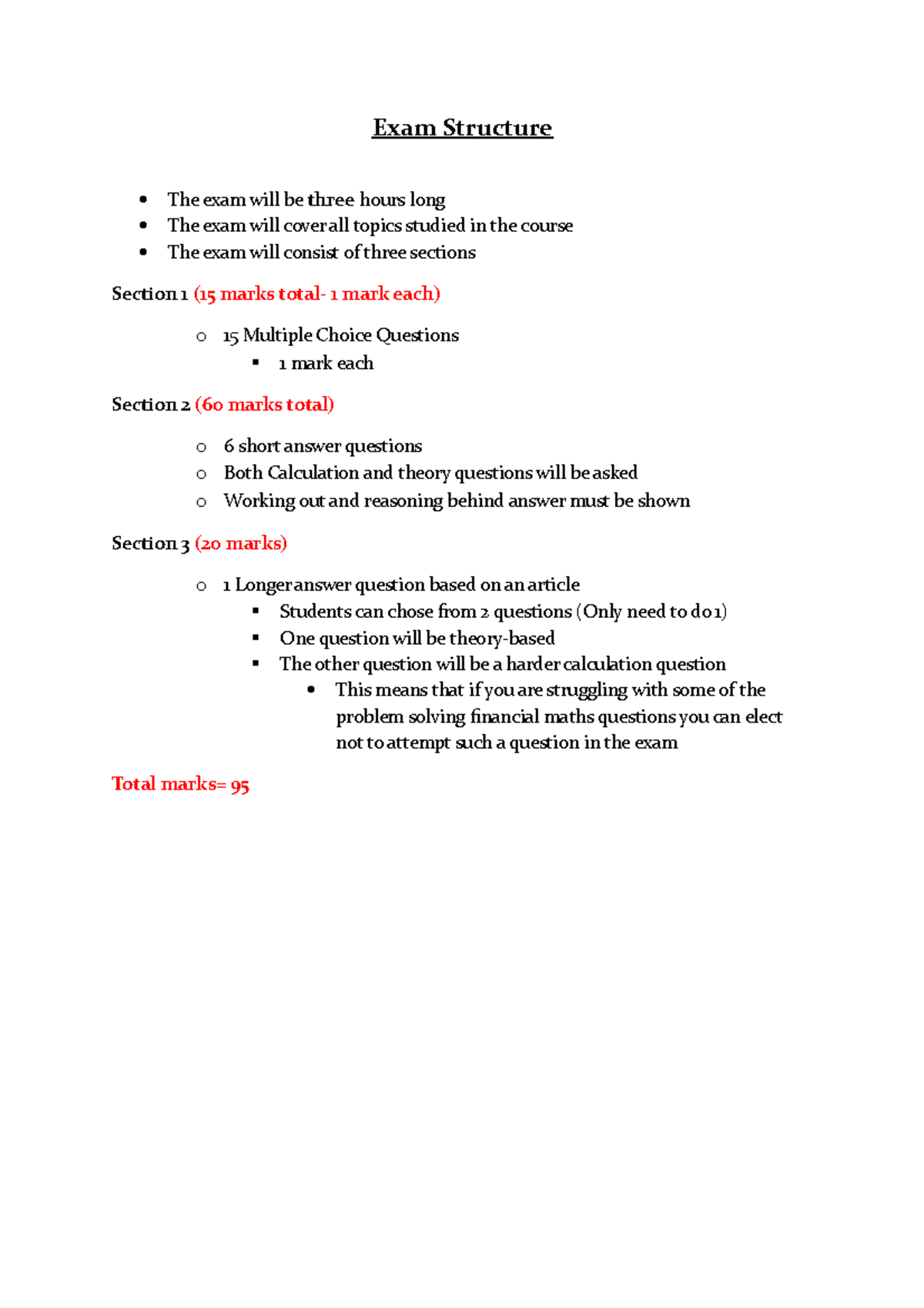 Exam 2014, other - Exam structure - Exam Structure The exam will be ...