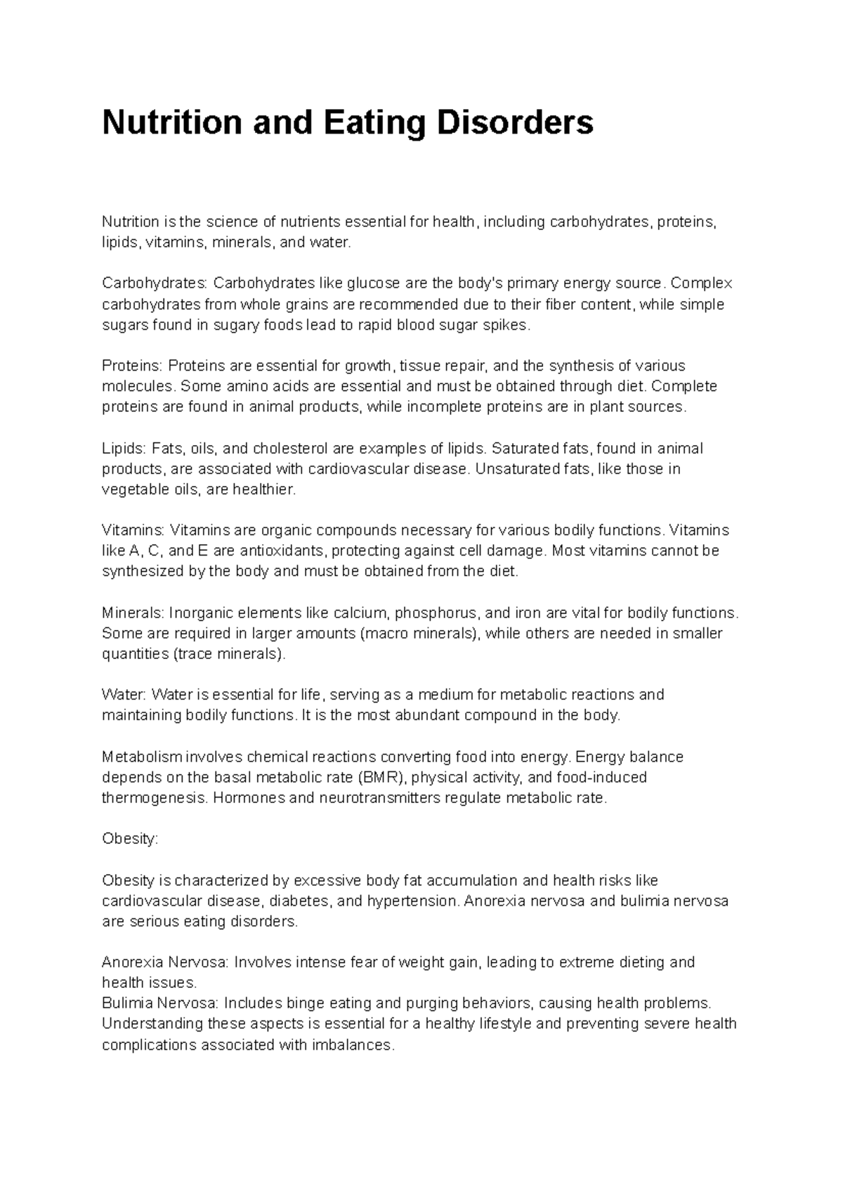 Nutrition and Eating Disorders - Nutrition and Eating Disorders ...