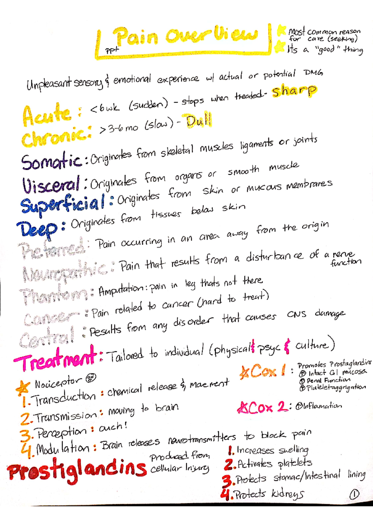 Pain Pharmacology notes - NU 210 - Studocu