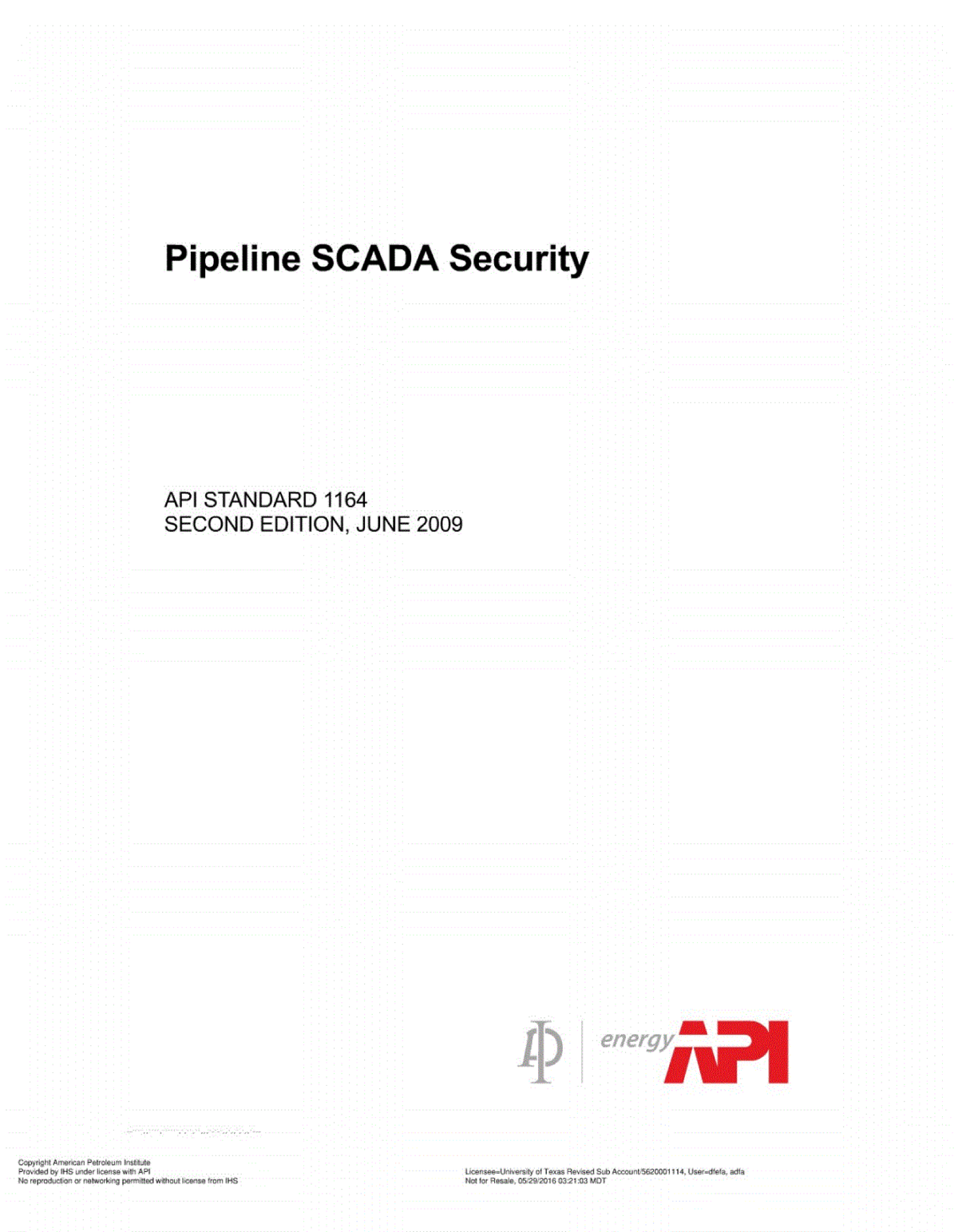 API 1164 - Pipeline Scada security - Gestión de mantenimiento - Studocu