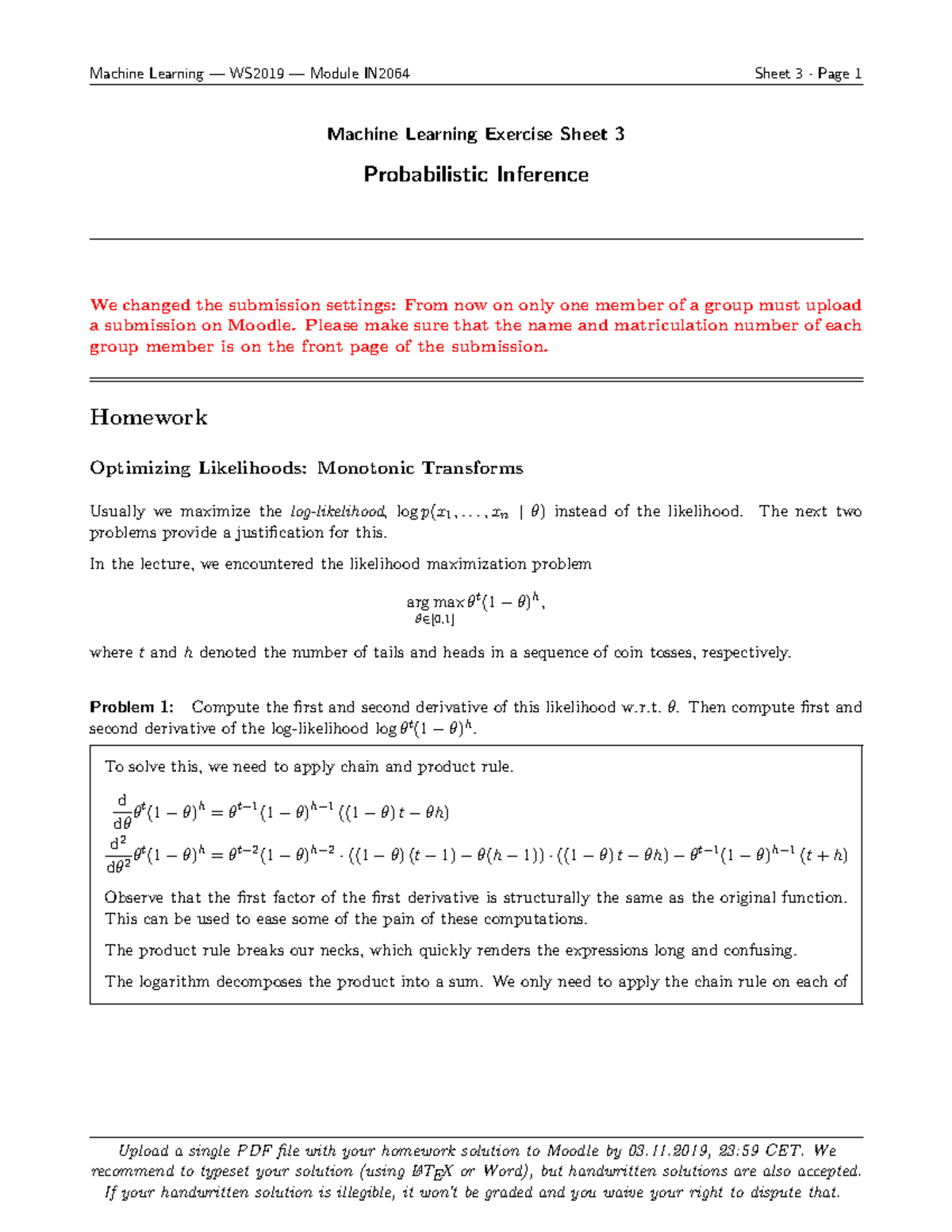 Exercise solution 03 prob inference - Machine Learning Exercise Sheet 3 Probabilistic Inference ...