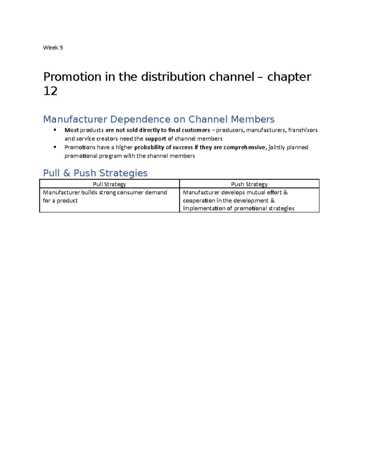 chapter 12 promotion and distribution channels - Week 9 Promotion in ...