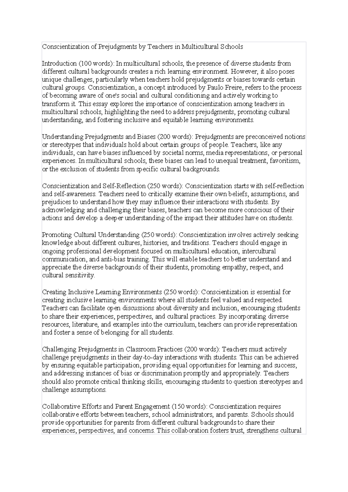 Conscientisation to prejudgement Bewuswording van vooroodeel ...