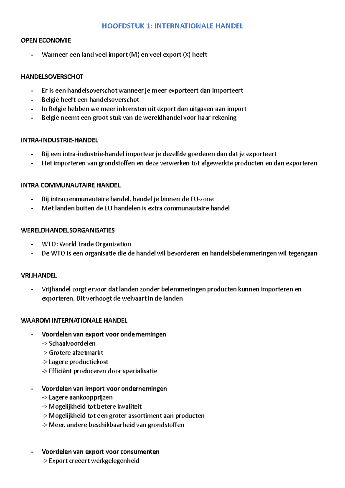 Economie samenvatting Thema 3 - HOOFDSTUK 1: INTERNATIONALE HANDEL OPEN ...