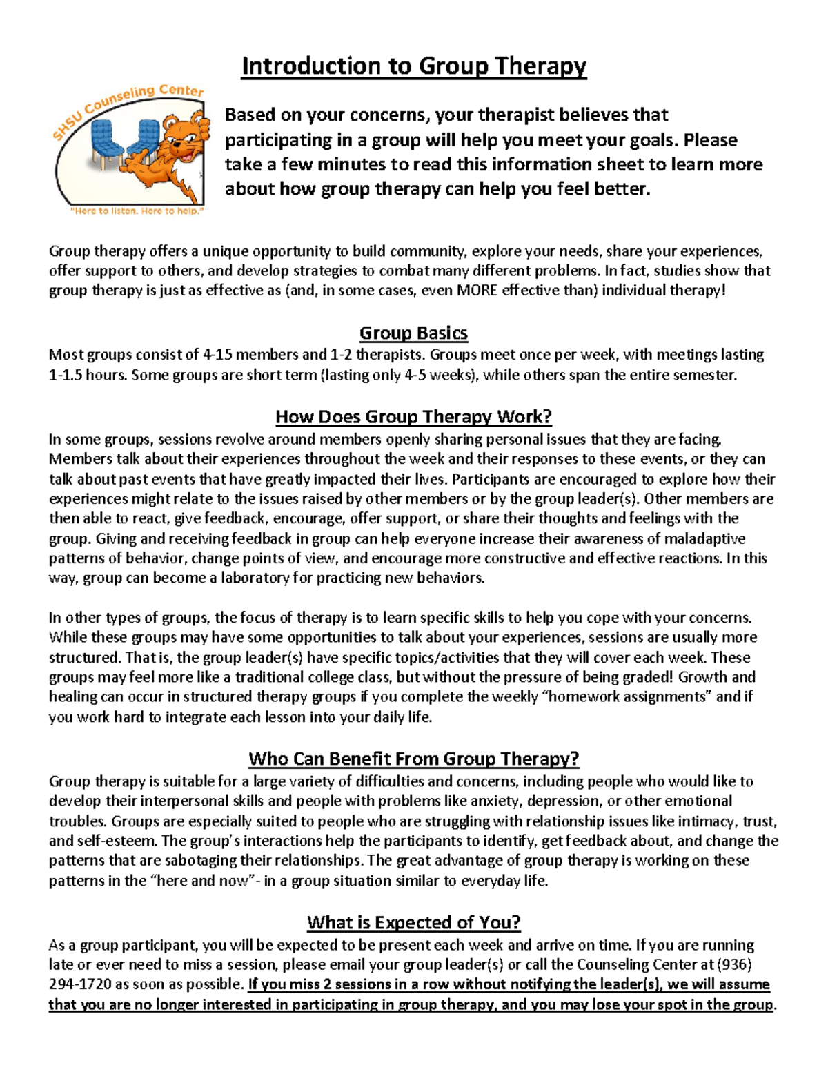 Intro+to+Group+Therapy+Handout - Introduction to Group Therapy Based on ...