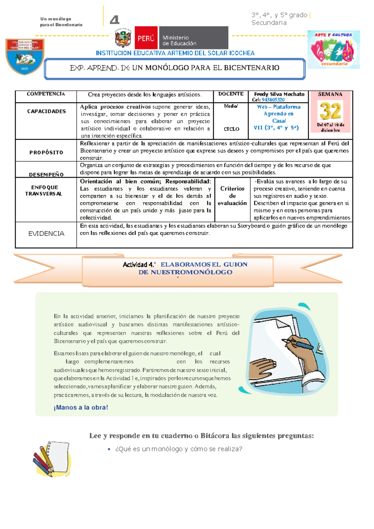Exp-IX (Act-4 ) 3°, 4° y 5° (estudiante) - 4 3 °, 4°, y 5° grado ...