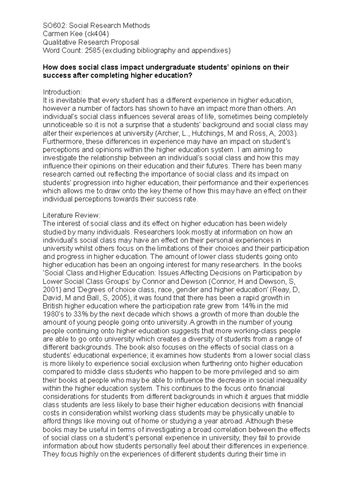 Proposal - n/a - Carmen Kee (ck404) Qualitative Research Proposal Word ...