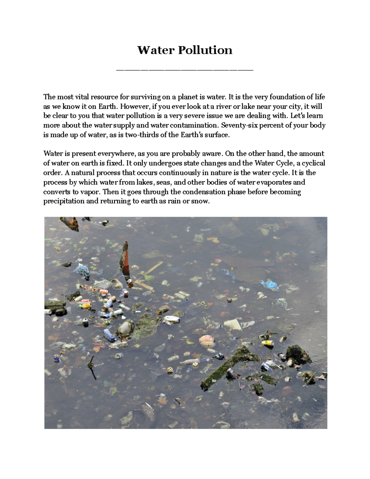 Water Pollution - Water Pollution _________________ The most vital ...