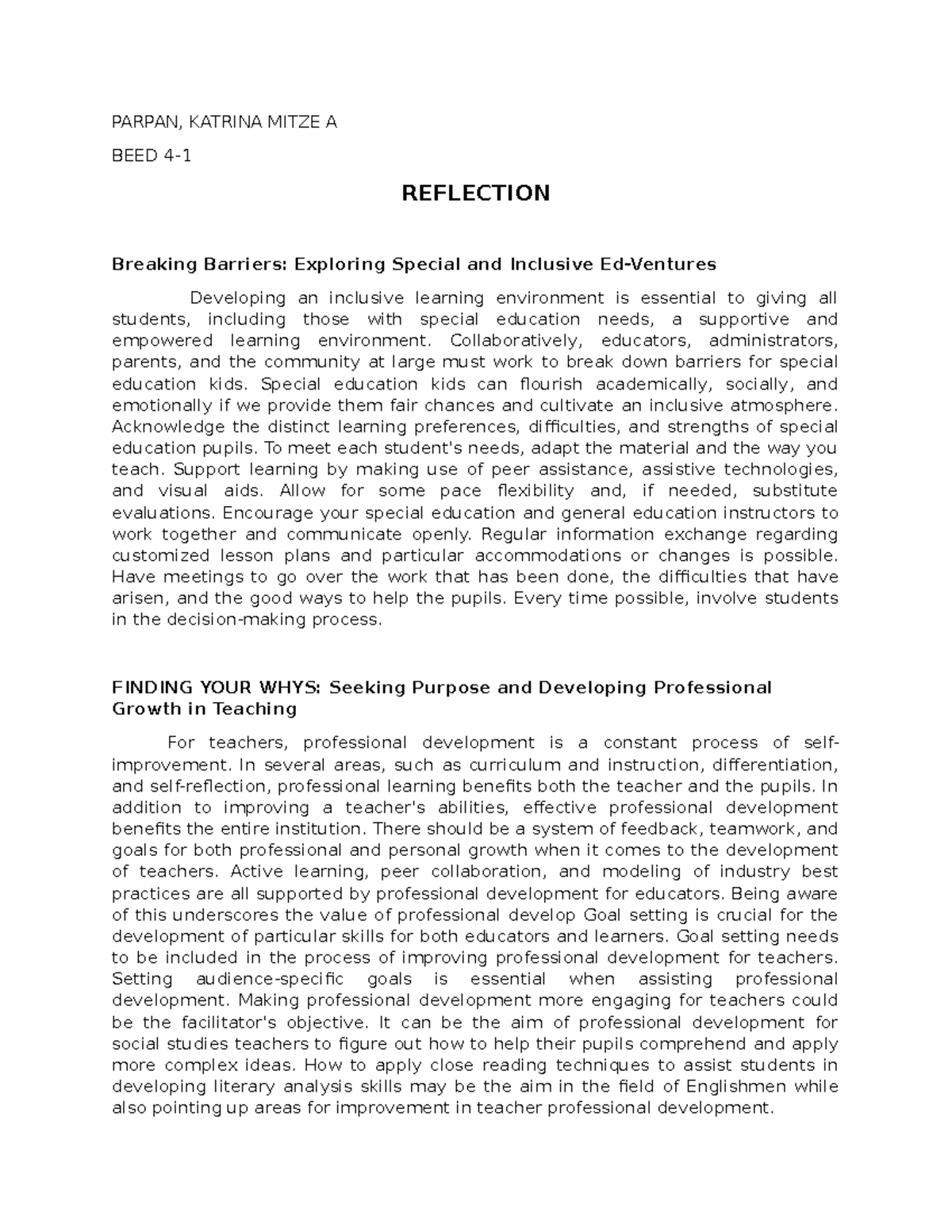 Reflection ( 6 Symposium ) - PARPAN, KATRINA MITZE A BEED 4- REFLECTION ...