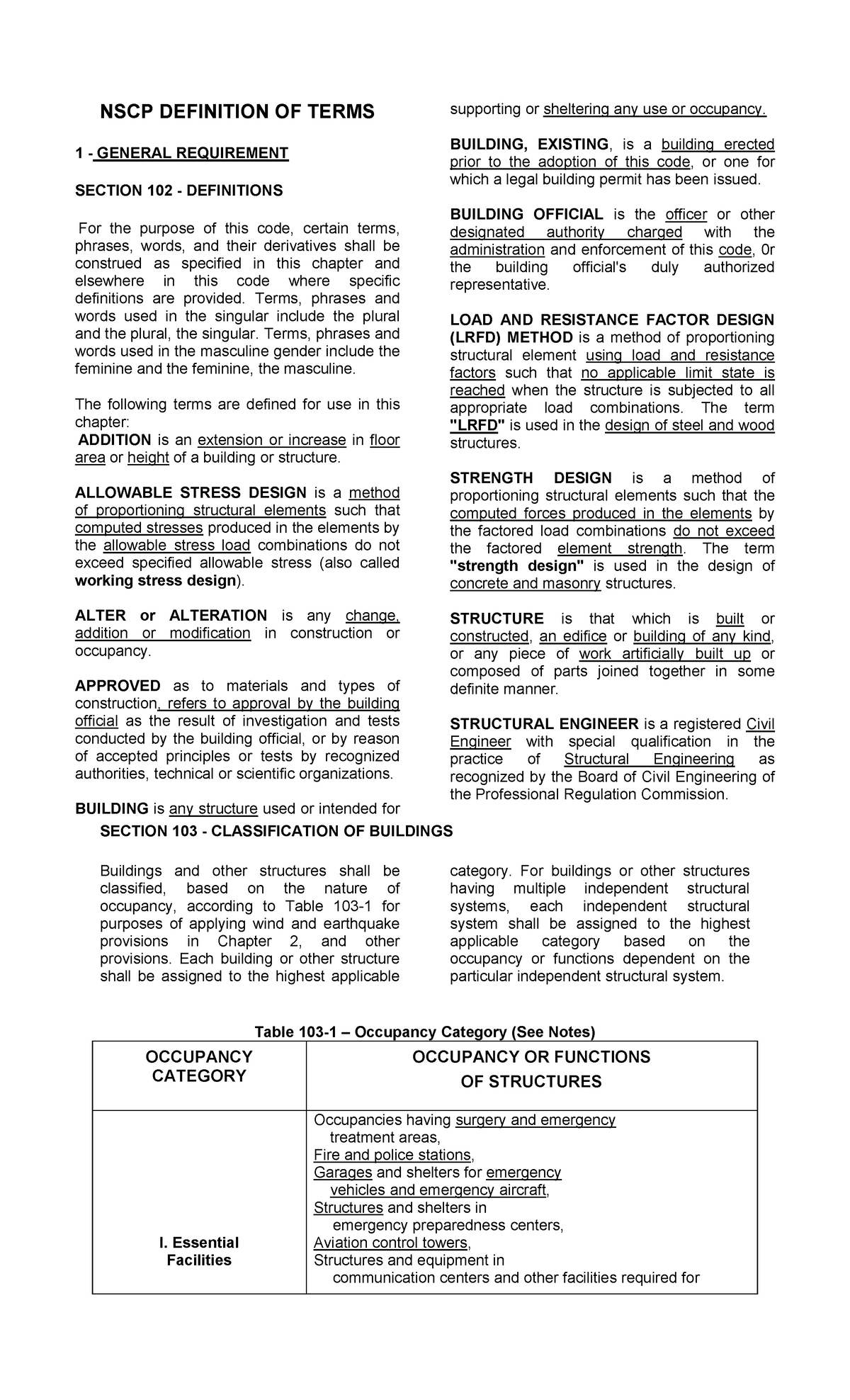 NSCP Definition OF Terms - NSCP DEFINITION OF TERMS 1 - GENERAL ...