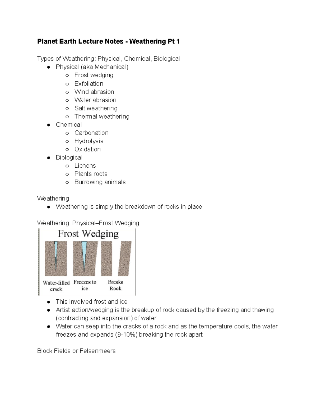 Planet Earth Lecture Notes - Weathering Pt 1 - 0-5 pH) Extra carbon ...