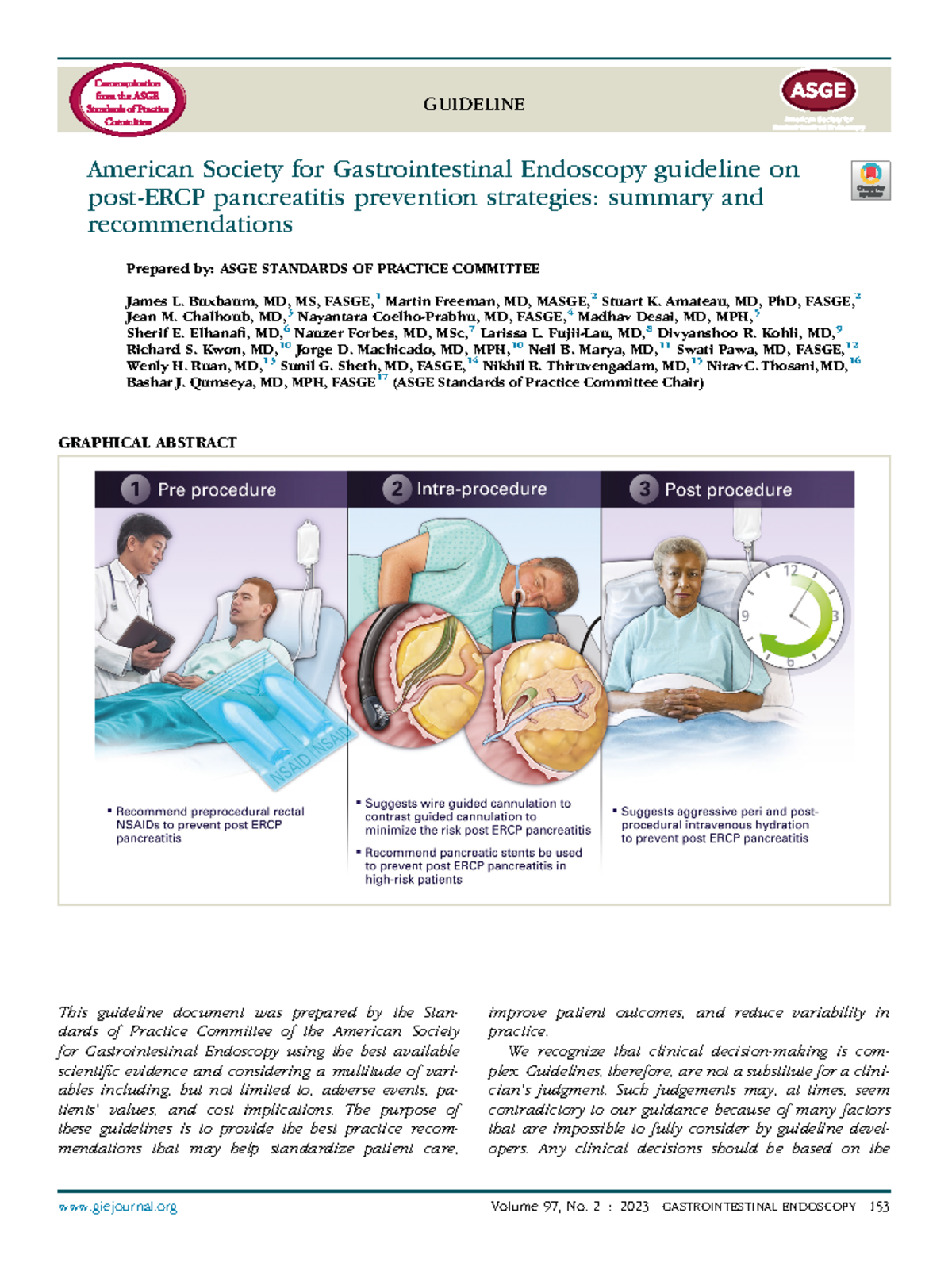 Asge guideline on post ercp pancreatitis prevention strategies summary ...