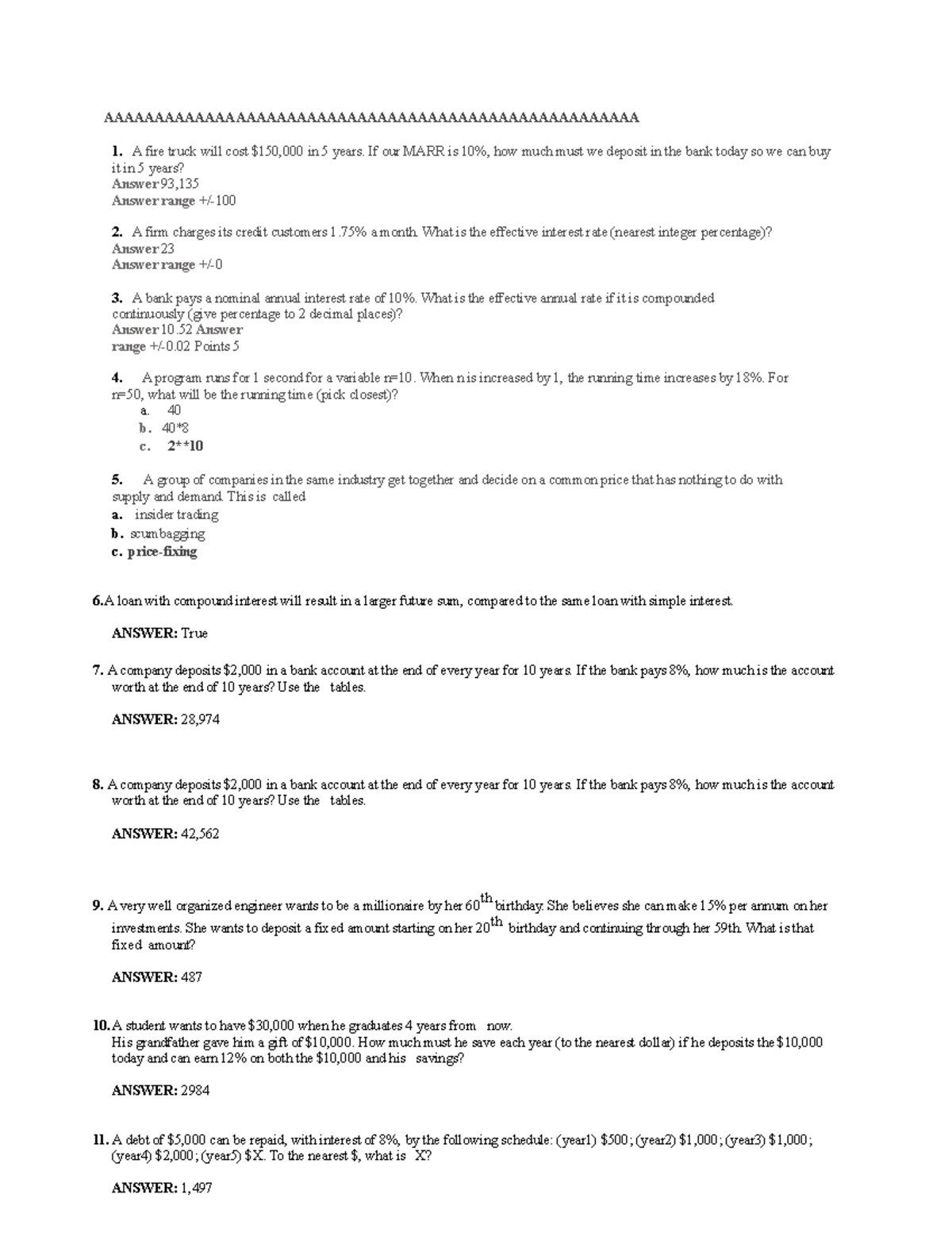 Exam 2010, questions and answers - Engineering Economics - - Studocu