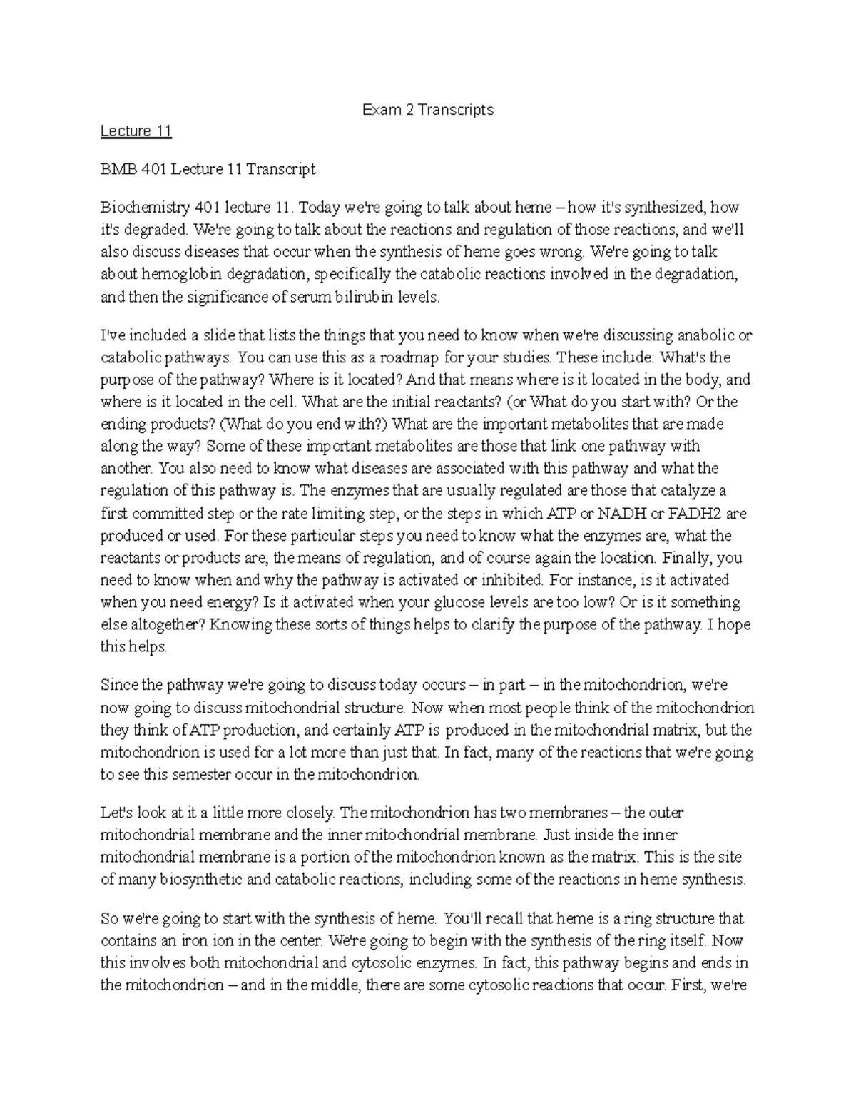 Exam 2 Transcripts - Lecture Notes for Exam 2 - Exam 2 Transcripts ...