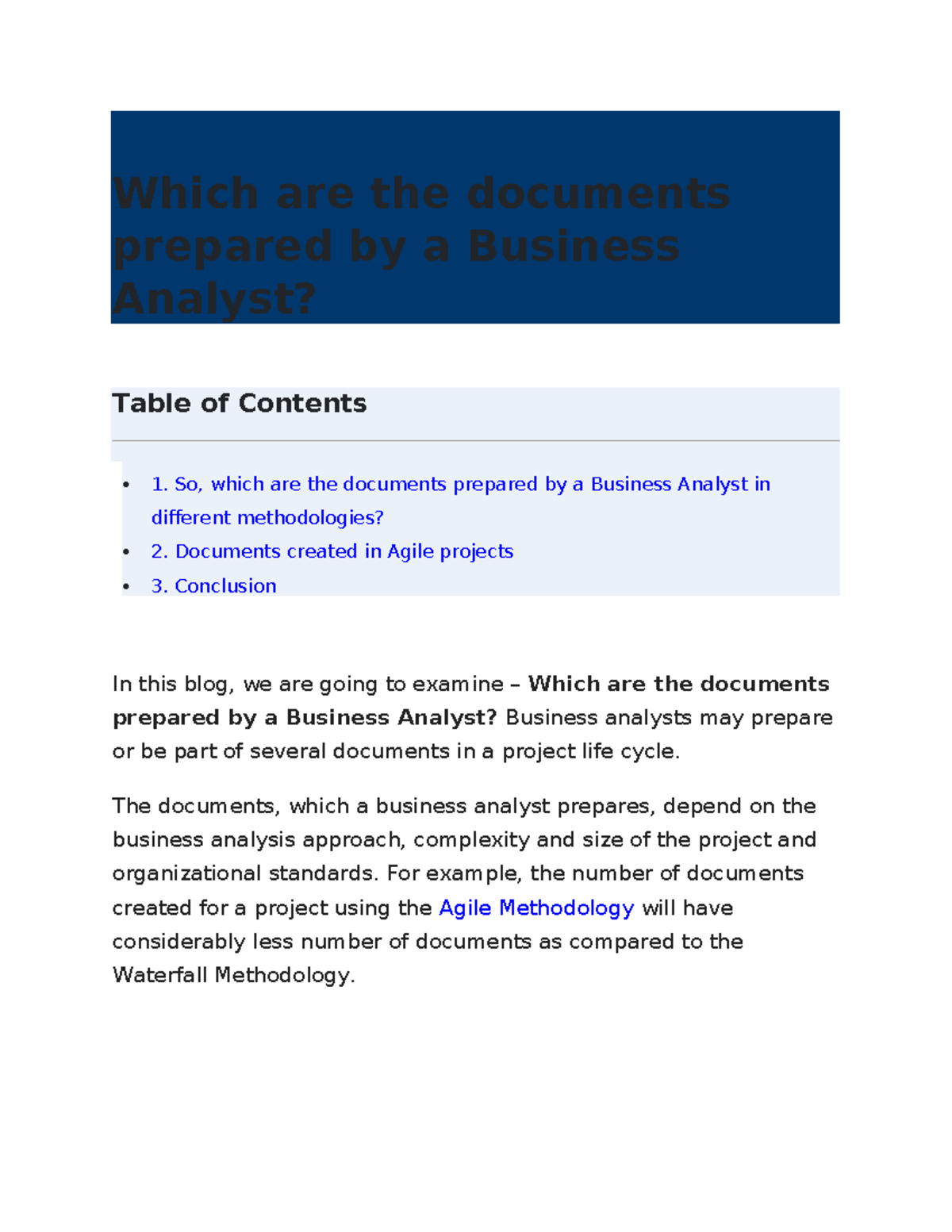 Which are the documents prepared by a Business Analyst - Which are the ...