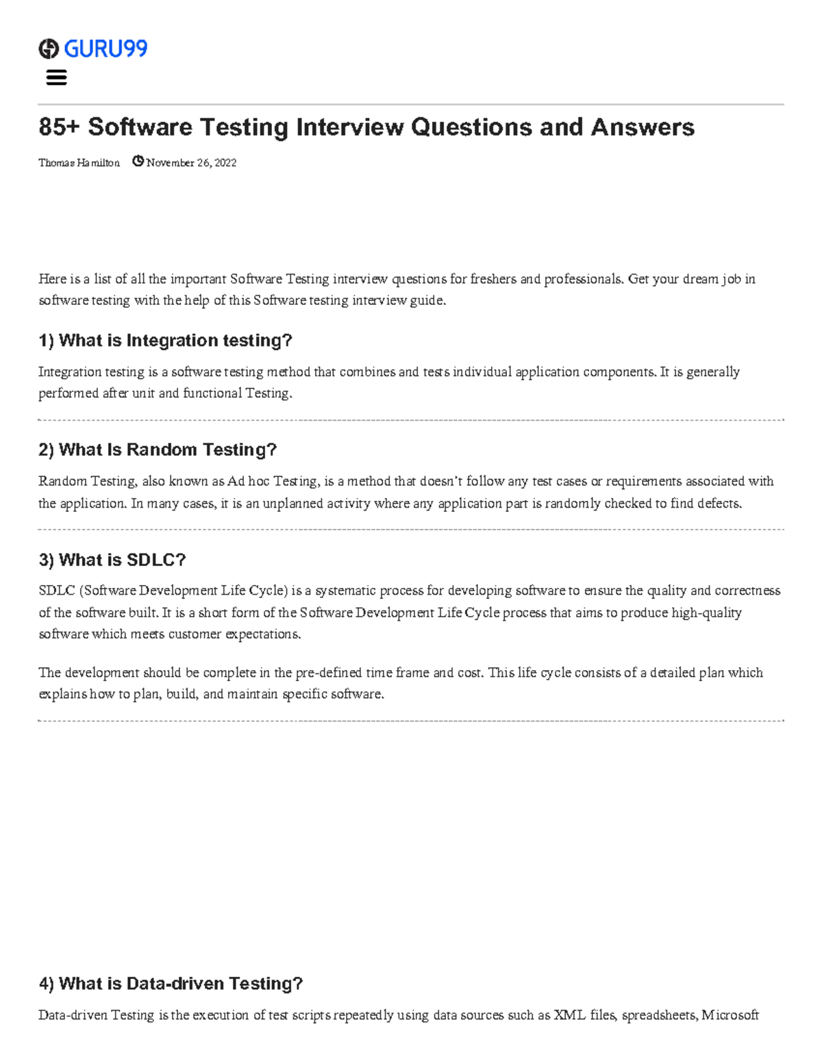 85+ Software Testing Interview Questions and Answers - Get your dream ...