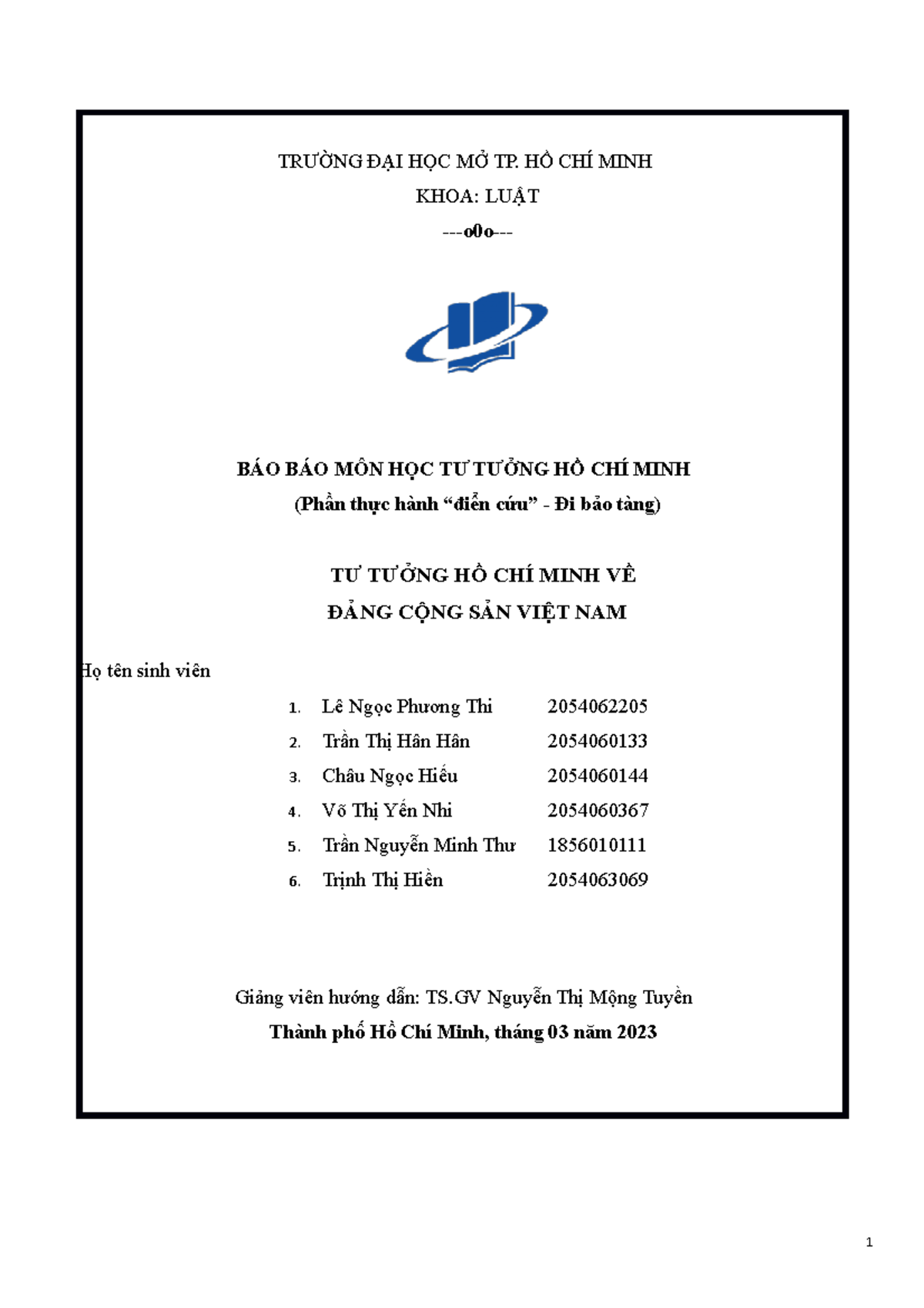 Tieuluan- Tthcm - Hay - TRƯỜNG ĐẠI HỌC MỞ TP. HỒ CHÍ MINH KHOA: LUẬT ...
