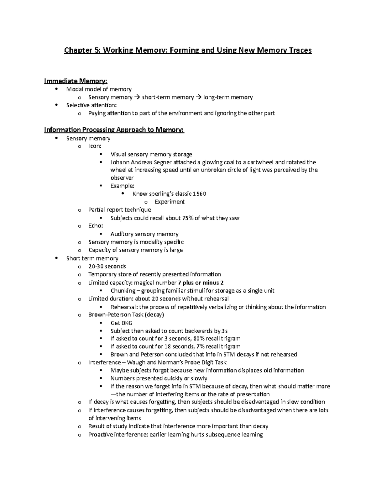 Chapter 5- Working Memory- Forming and Using New Memory Traces - Chapter 5: Working Memory ...