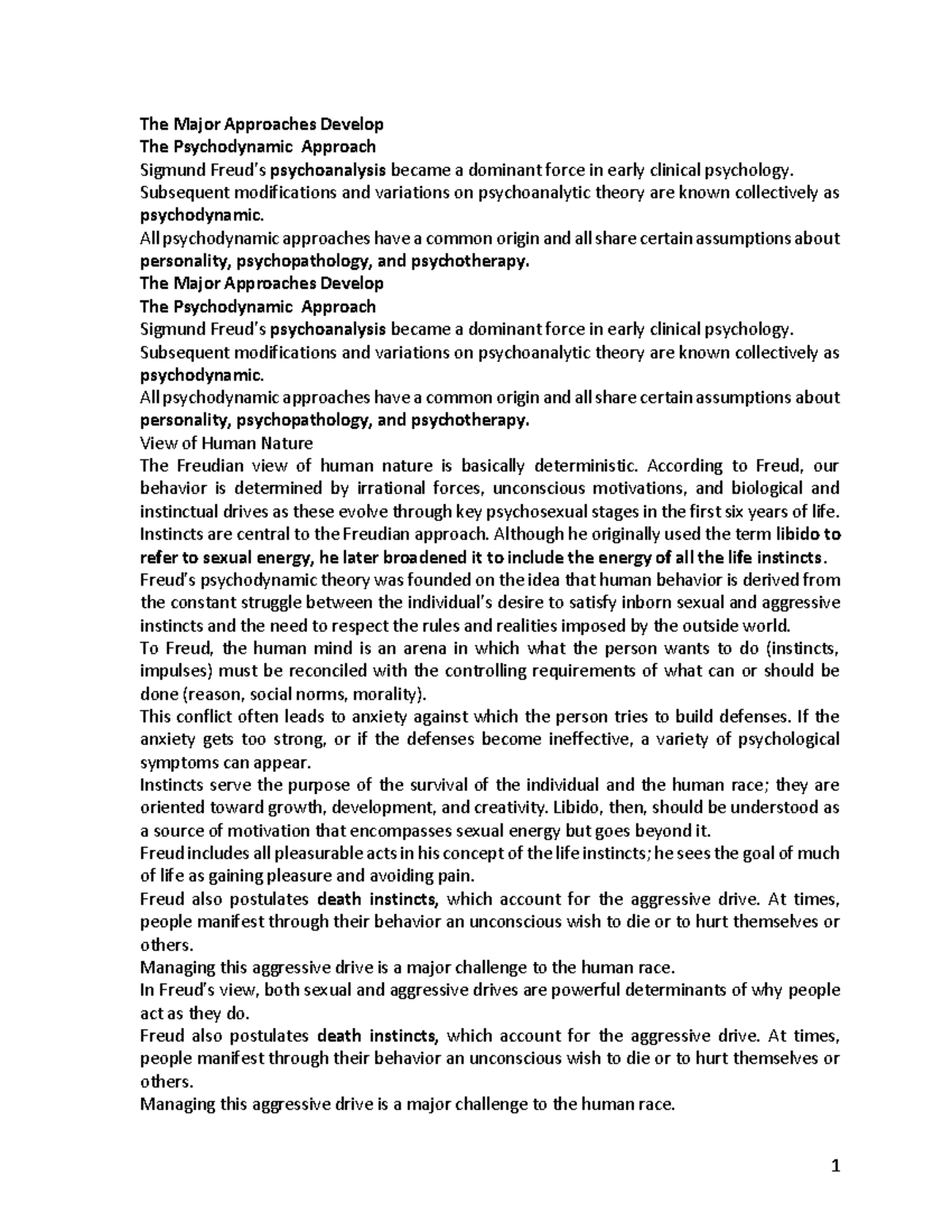 The Psychodynamic Approach - The Major Approaches Develop The ...