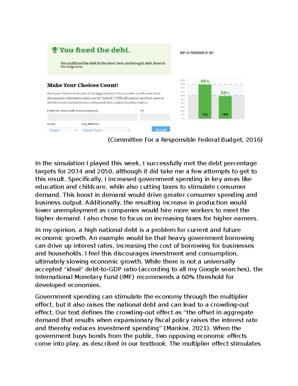 Week 6 discussion - (Committee For a Responsible Federal Budget, 2016 ...