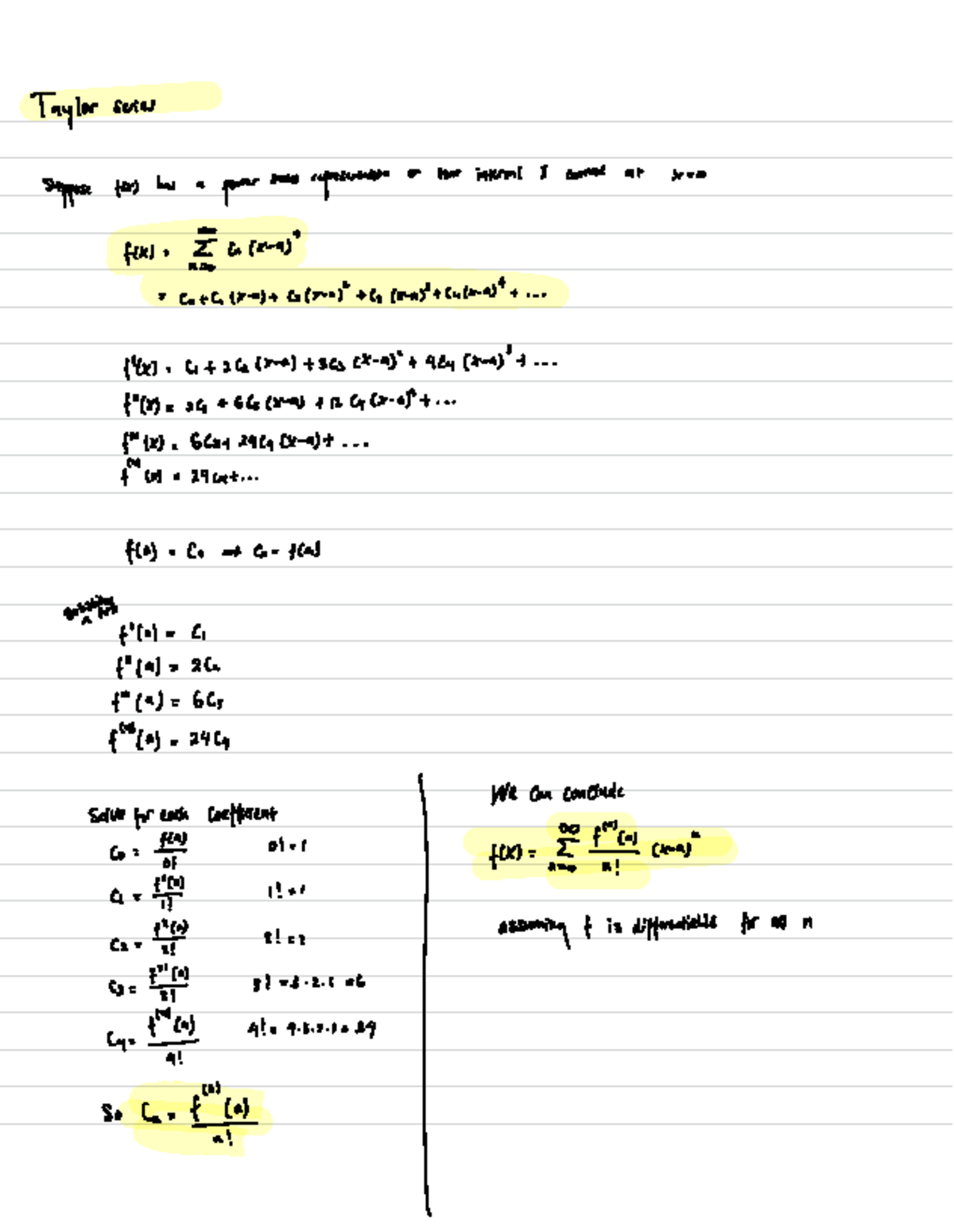 Calculus 3 Notes Week 5 - Taylor series suppose fcx ) has a power ...