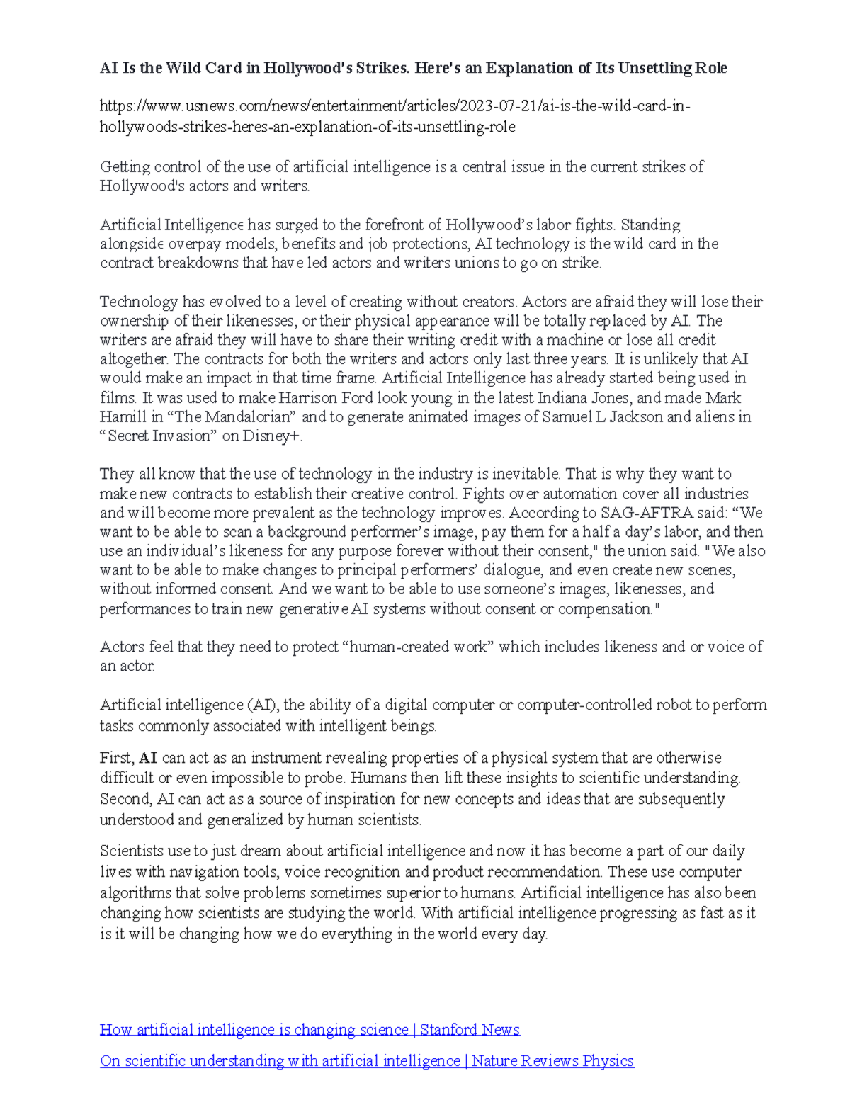 5-1 Discussion AI Is the Wild Card in Hollywood - AI Is the Wild Card ...