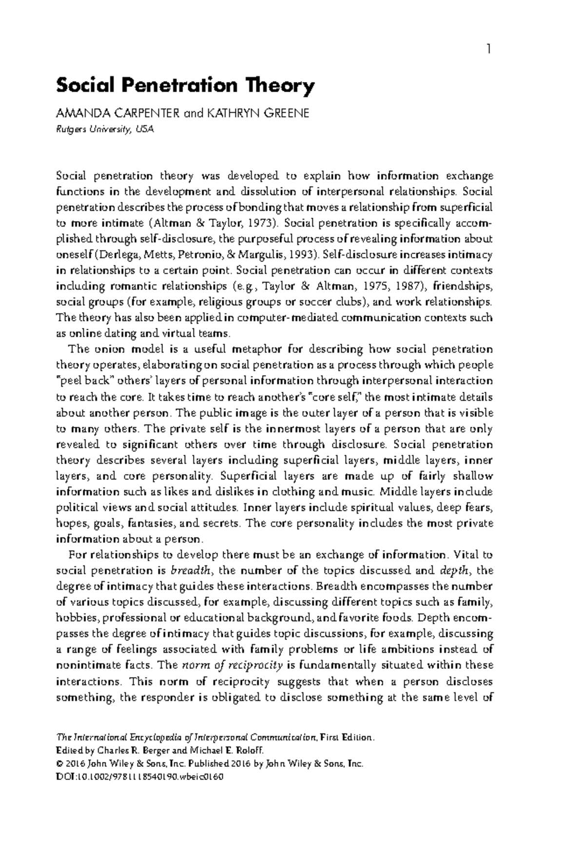 Social penetration theory - The International Encyclopedia of ...