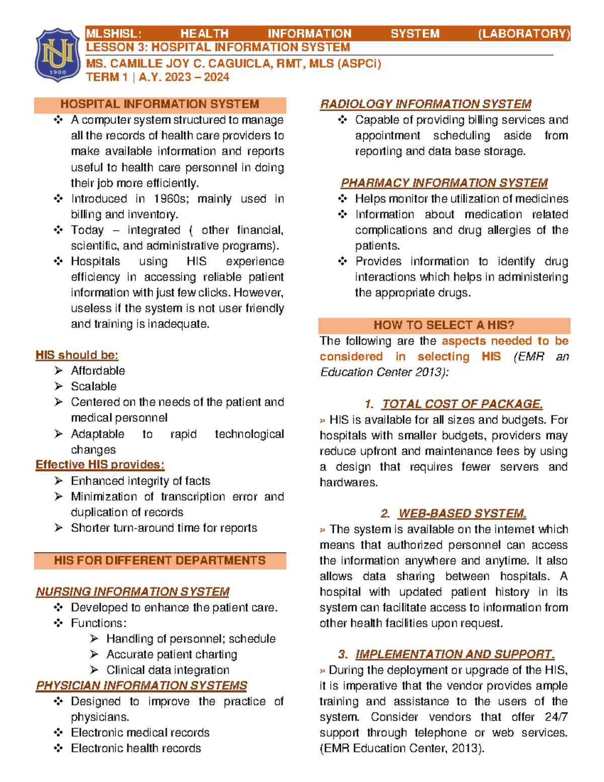 Mlshisl-module-3 - nslsjao - MLSHISL: HEALTH INFORMATION SYSTEM ...