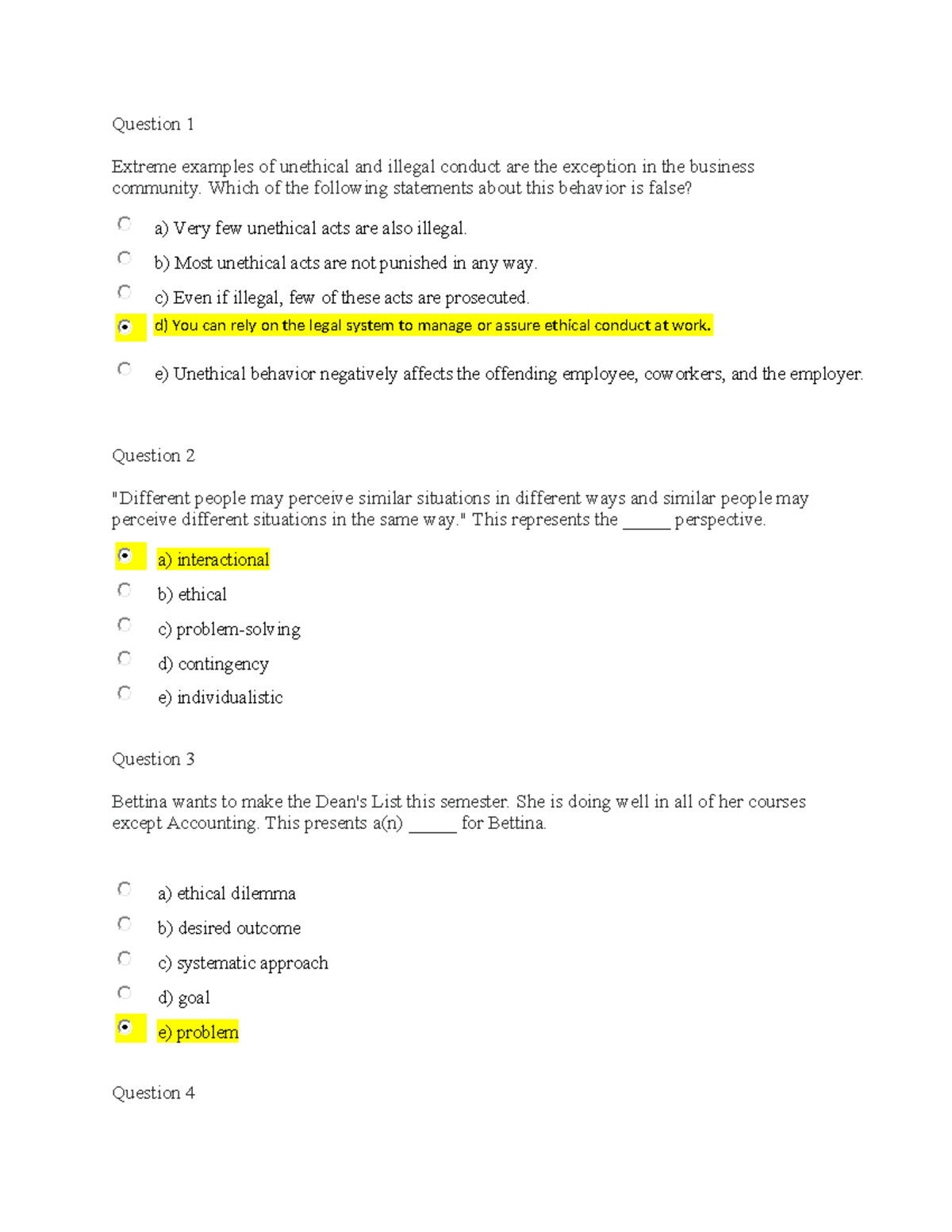 Quiz 1 Organizational behavior - Question 1 Extreme examples of ...