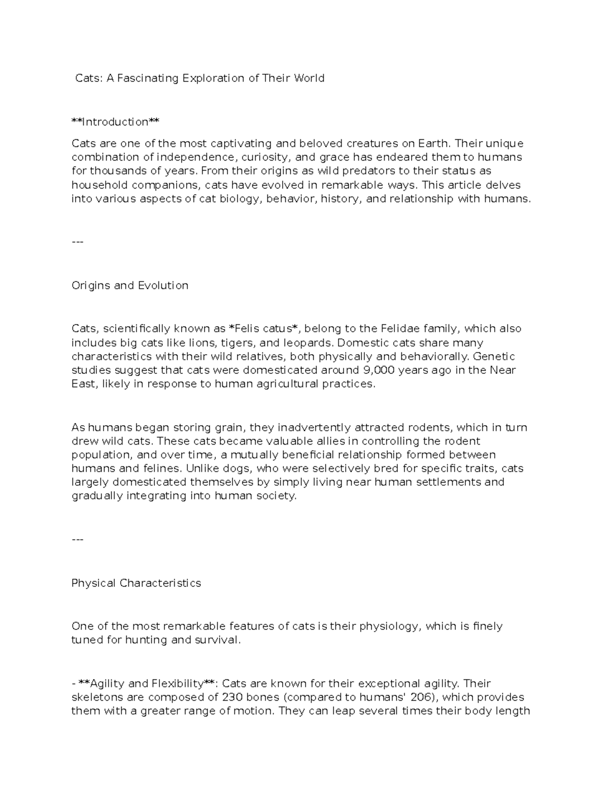 Cats - none - Cats: A Fascinating Exploration of Their World ...