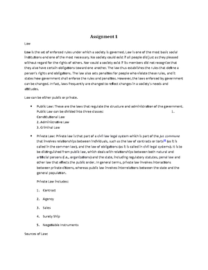 Business LAW Assignment - BUSINESS LAW ASSIGNMENT Introduction to Law ...